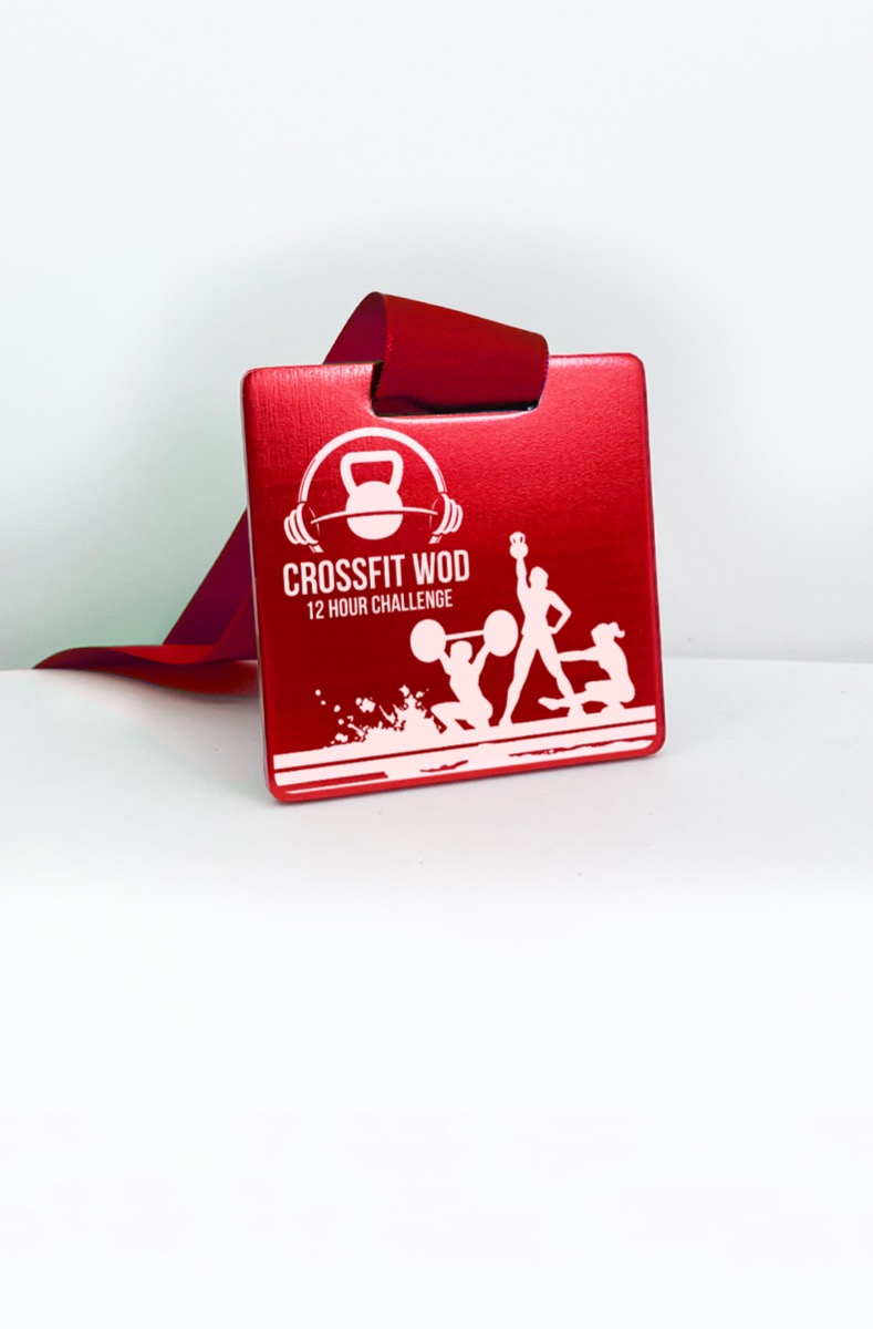 Red Anodised Square Medals | Custom Medals | MedalStudio